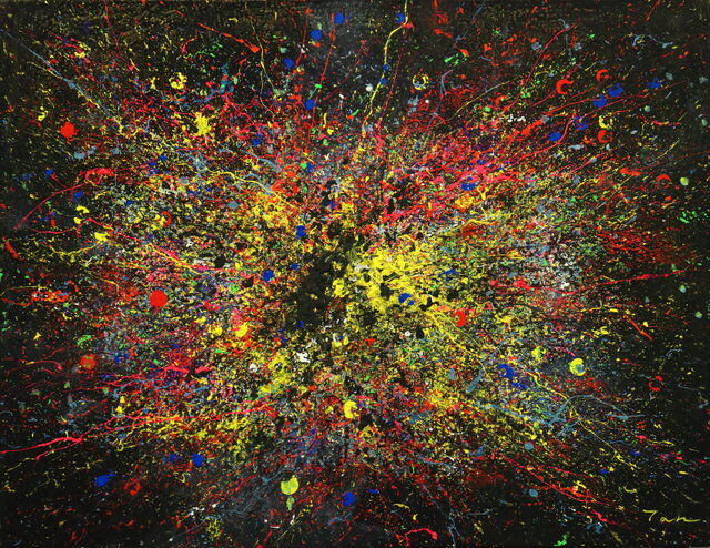 「ビッグバン又は誕生」(NO.2516) 10号P キャンバスにアクリル絵の具 送料無料 画像をクリックすると全面画像になります | iichi 日々の暮らしを心地よくするハンドメイドや ...