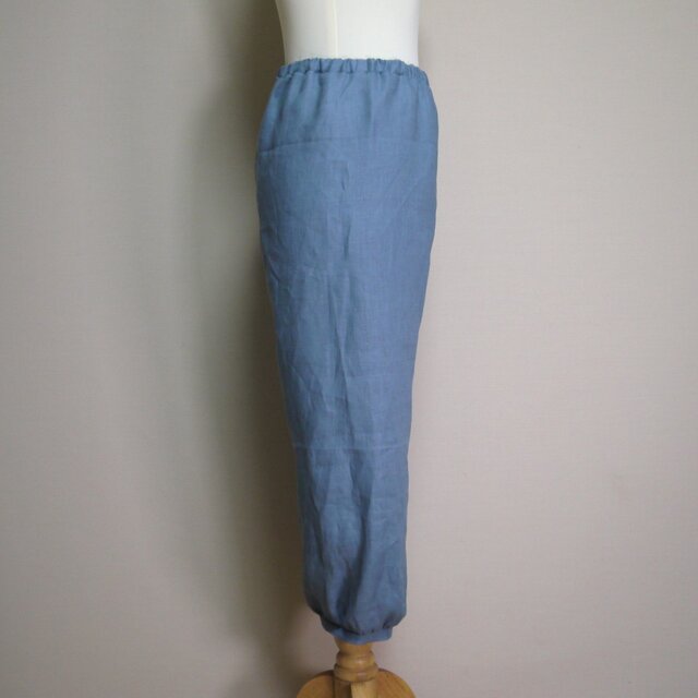 リネン イージーパンツ オールドブルー M・L（中厚、リネン100％） | iichi 日々の暮らしを心地よくするハンドメイドやアンティークのマーケットプレイス