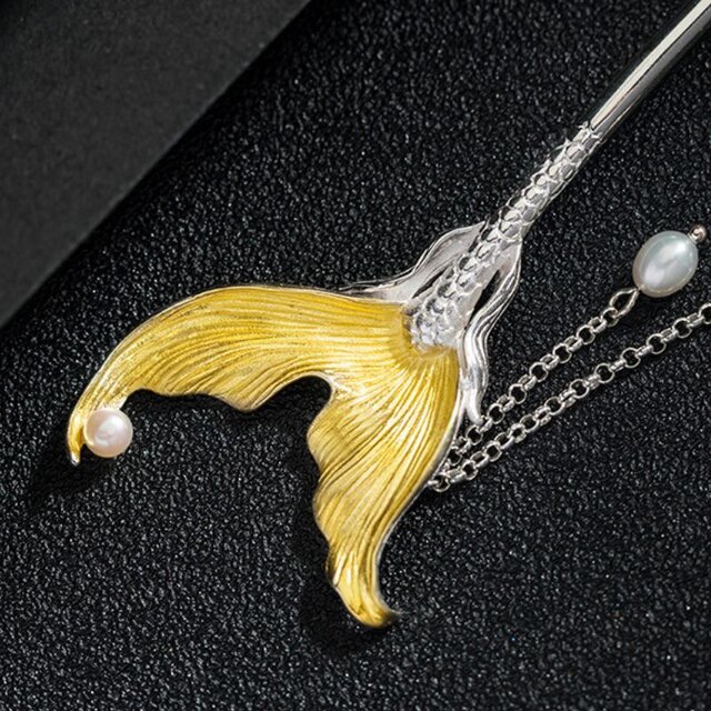人魚のしっぽ のかんざし - 未知の世界への憧れを象徴 K179 | iichi 日々の暮らしを心地よくするハンドメイドやアンティークのマーケットプレイス