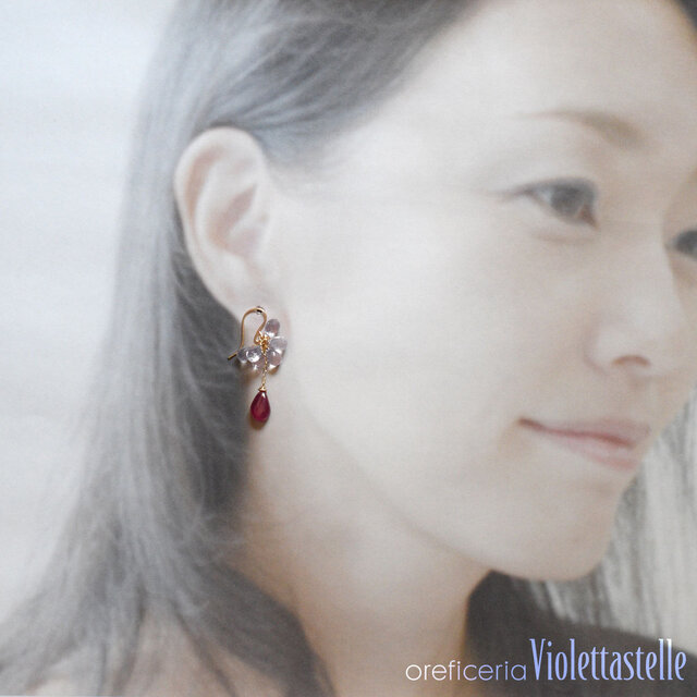 14kgf スコロライトとルビーのピアス02 | iichi 日々の暮らしを心地よくするハンドメイドやアンティークのマーケットプレイス