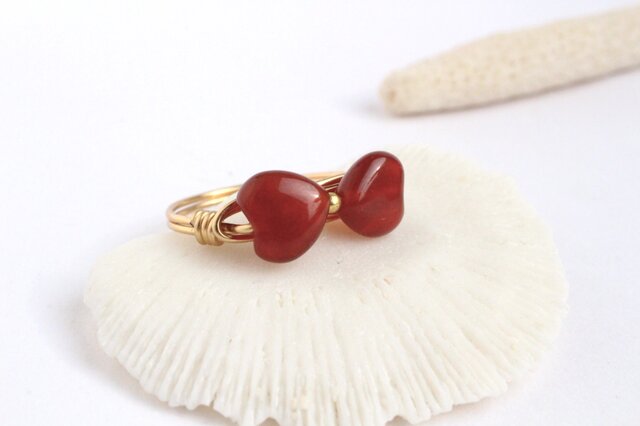 カーネリアン Ribbon Wire Ring | iichi 日々の暮らしを心地よくするハンドメイドやアンティークのマーケットプレイス