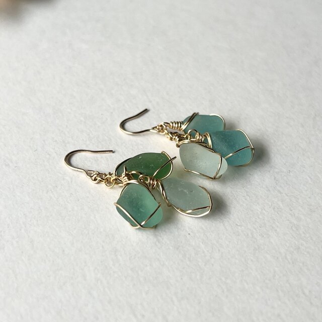 《14kgf》華やかなシーグラスアクセサリー | iichi 日々の暮らしを心地よくするハンドメイドやアンティークのマーケットプレイス