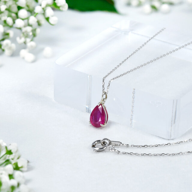 ルビー ネックレス ペンダント SV925 シルバー CI088CIBSN | iichi 日々の暮らしを心地よくするハンドメイドやアンティークのマーケットプレイス