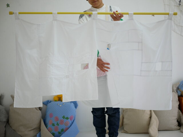 コットンポジャギのれん型 138×80cm | iichi 日々の暮らしを心地よくするハンドメイドやアンティークのマーケットプレイス