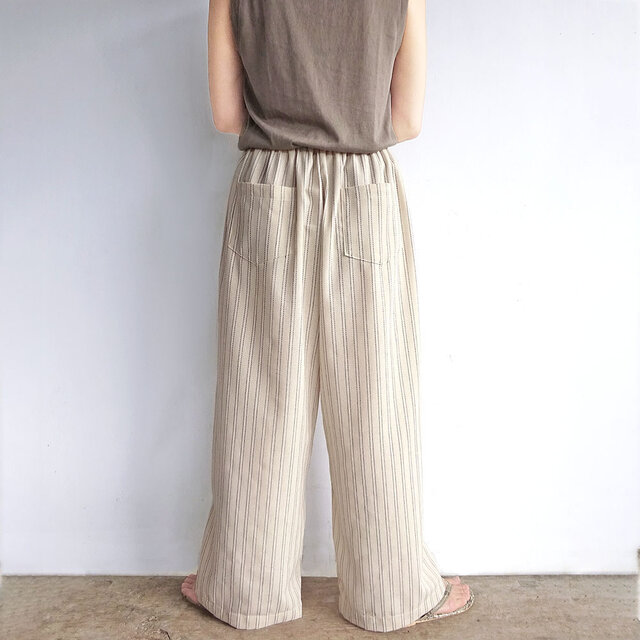 コットンリネンイージーパンツ（ストライプ） | iichi 日々の暮らしを心地よくするハンドメイドやアンティークのマーケットプレイス