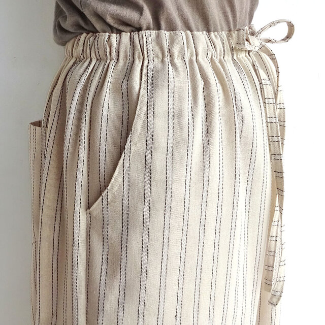 コットンリネンイージーパンツ（ストライプ） | iichi 日々の暮らしを心地よくするハンドメイドやアンティークのマーケットプレイス