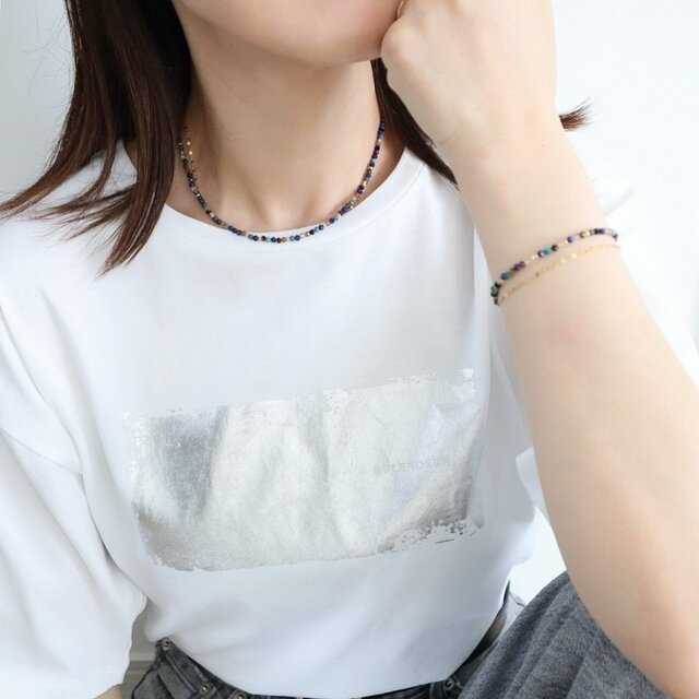 \からみにくいネックレス／ 天然石2連ネックレス＜ラピスラズリmix＞ 簡単マグネットクラスプ | iichi 日々の暮らしを心地よくするハンドメイドやアンティークのマーケットプレイス