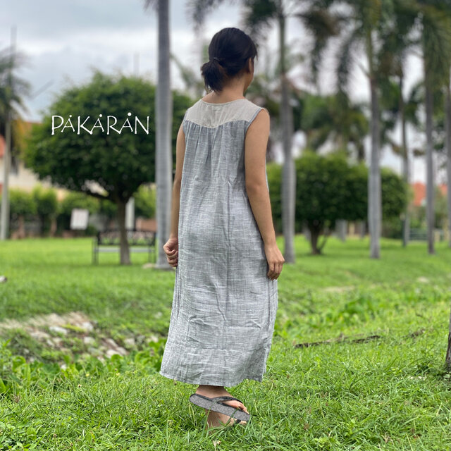 リネンワンピース 柔らか大人のライトグレー ガーゼコットン裏地付き | iichi 日々の暮らしを心地よくするハンドメイドやアンティークのマーケットプレイス
