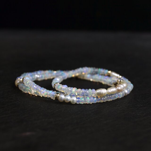 [NY] オパールと淡水パールのネックレス | iichi 日々の暮らしを心地よくするハンドメイドやアンティークのマーケットプレイス