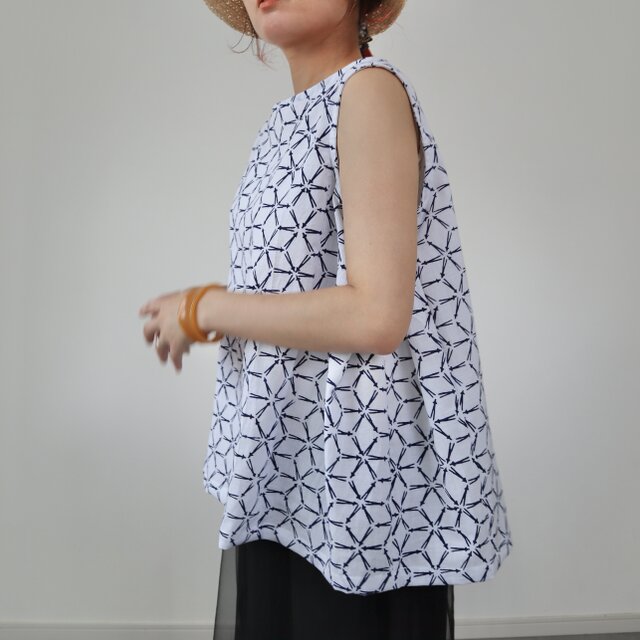 浴衣のボートネックブラウス（松葉柄・M） | iichi 日々の暮らしを心地よくするハンドメイドやアンティークのマーケットプレイス