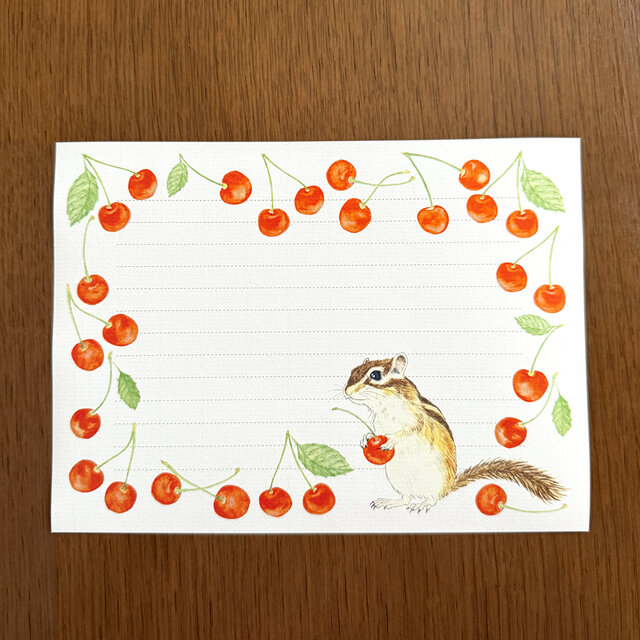 Letter Set シマリスとさくらんぼ | iichi 日々の暮らしを心地よくするハンドメイドやアンティークのマーケットプレイス