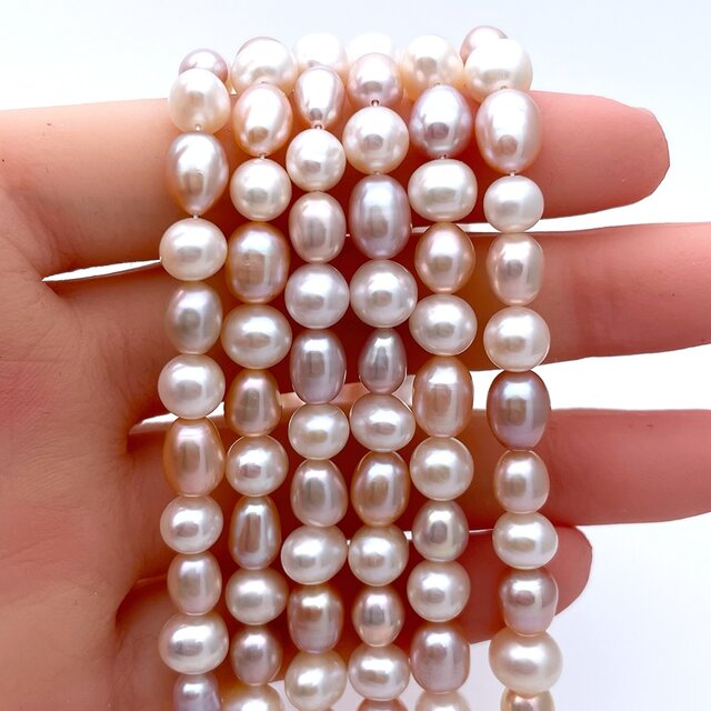 ナチュラル淡水パール 真珠 ライス ポテト ミックス 雫 6mm 7mm 8mm 9mm 中粒 連19cm tp0008 | iichi 日々の暮らしを心地よくするハンドメイドやアンティークの ...