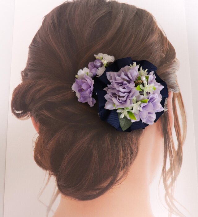 【彩り花のヘアアクセサリー】 （＊お子様やショートヘアOK）ケース付 M-514 | iichi 日々の暮らしを心地よくするハンドメイドやアンティークのマーケットプレイス