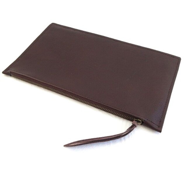 A6対応・フラットマルチケース《ゴートスキン》ダークブラウン・0293 | iichi 日々の暮らしを心地よくするハンドメイドやアンティークのマーケットプレイス