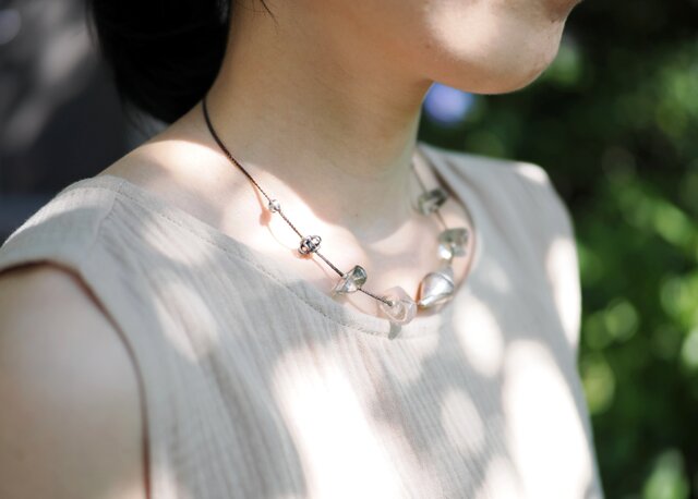 -Moss quartz・Karensilver- code choker | iichi 日々の暮らしを心地よくするハンドメイドやアンティークのマーケットプレイス
