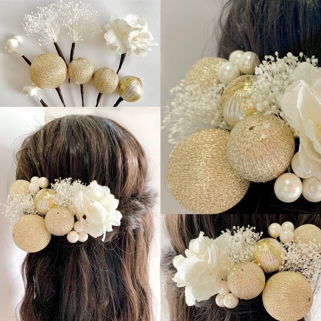 成人式 卒業式 結婚式 七五三 髪飾り 和玉 紫陽花 かすみ草 OHANA | iichi 日々の暮らしを心地よくするハンドメイドやアンティークのマーケットプレイス