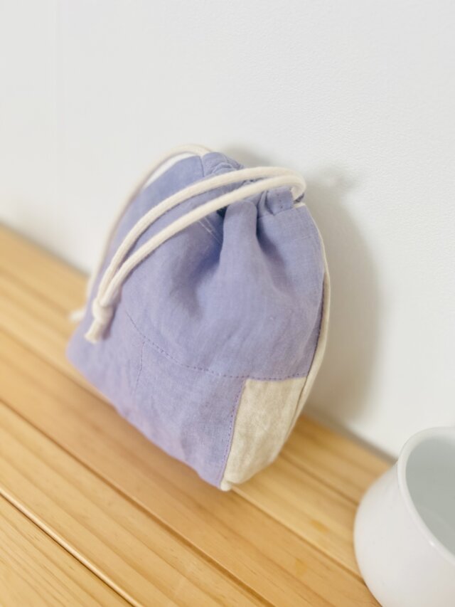 天日干しリネンの巾着袋 くすみ紫 | iichi 日々の暮らしを心地よくするハンドメイドやアンティークのマーケットプレイス