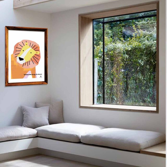 考えるライオン 猫 送料無料 イラスト アート ポスター アートポスター アート/sei検索 3169 | iichi 日々の暮らしを心地よくするハンドメイドやアンティークのマーケットプレイス