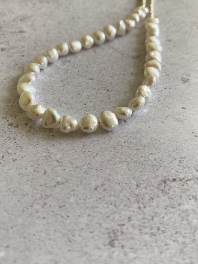 Pearls Necklaces White×Silver バロックパールネックレス48.5cm | iichi 日々の暮らしを心地よくするハンドメイドやアンティークのマーケットプレイス
