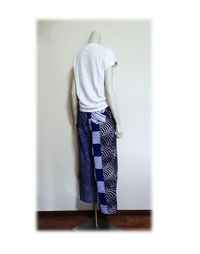 128 1点のみ 浴衣リメイク ワイドパンツ ロングパンツ テーパードパンツ パッチワーク コットン | iichi 日々の暮らしを心地よくするハンドメイドやアンティークのマーケットプレイス