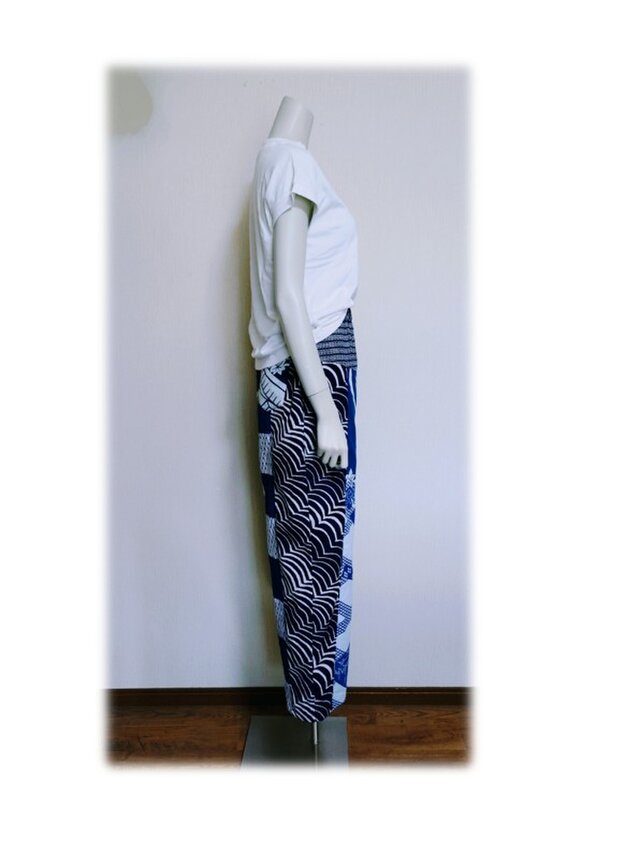 128 1点のみ 浴衣リメイク ワイドパンツ ロングパンツ テーパードパンツ パッチワーク コットン | iichi 日々の暮らしを心地よくするハンドメイドやアンティークのマーケットプレイス