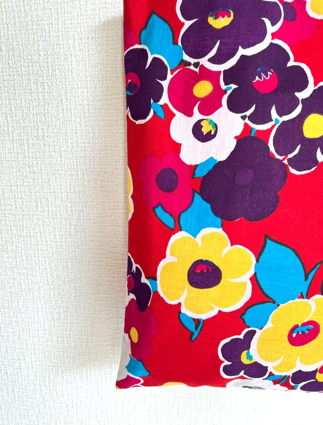 ラフバッグレギュラーサイズ レトロフラワー ピンク | iichi 日々の暮らしを心地よくするハンドメイドやアンティークのマーケットプレイス