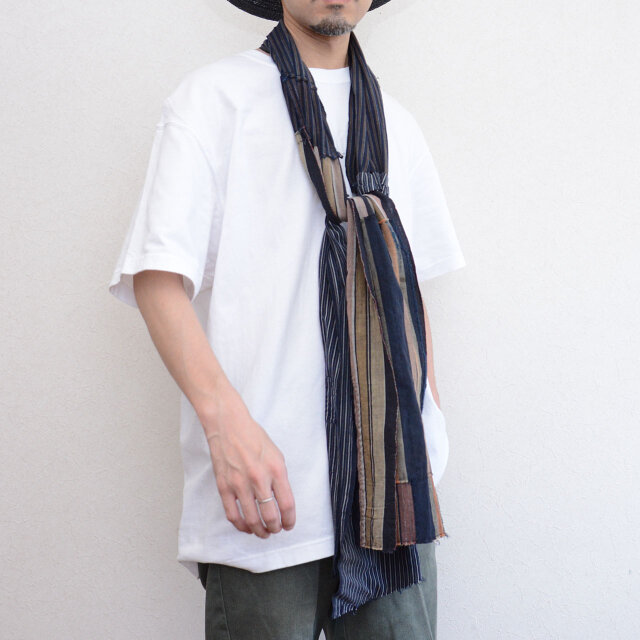つぎはぎされた襤褸古布の木綿縞模様ストール — ハンドステッチが映えるスカーフにもインテリアにも使えるファブリック | iichi 日々の暮らしを心地よくするハンドメイドやアンティークの ...