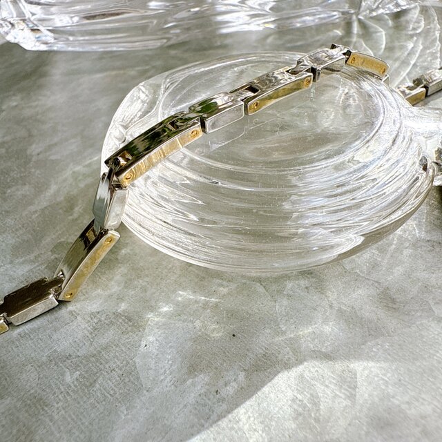 B157-ヴィンテージブレスレット 1980〜90s Shiny Silver Tone Bracelet | iichi 日々の暮らしを心地よくするハンドメイドやアンティークのマーケットプレイス