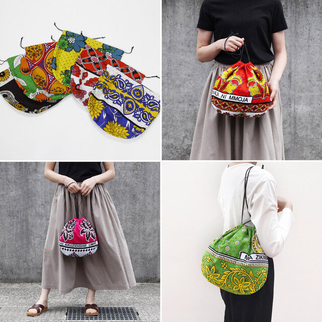 かごバッグ用 インナーバッグ（内袋）巾着袋 バスケット サイザルバッグ | iichi 日々の暮らしを心地よくするハンドメイドやアンティークの ...