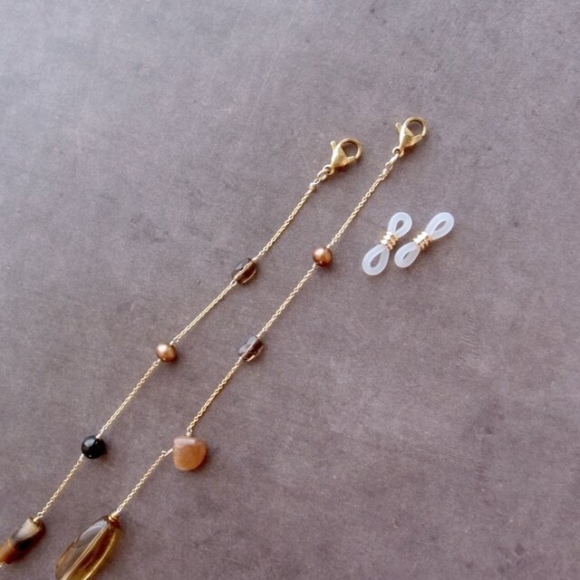 K14gf × Brown／2way Necklace グラスコード ネックレス兼用（眼鏡ホルダー） | iichi 日々の暮らしを心地よくするハンドメイドやアンティークのマーケットプレイス
