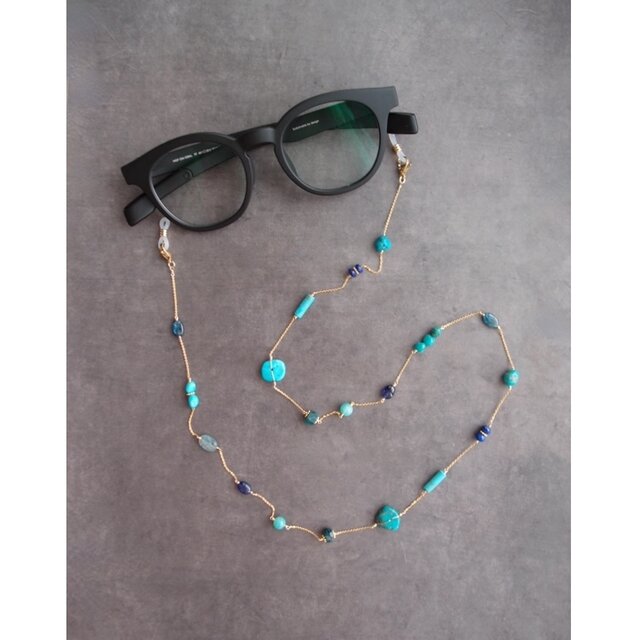 K14gf × Blue／2way Necklace グラスコード ネックレス兼用（眼鏡ホルダー） | iichi 日々の暮らしを心地よくするハンドメイドやアンティークのマーケットプレイス