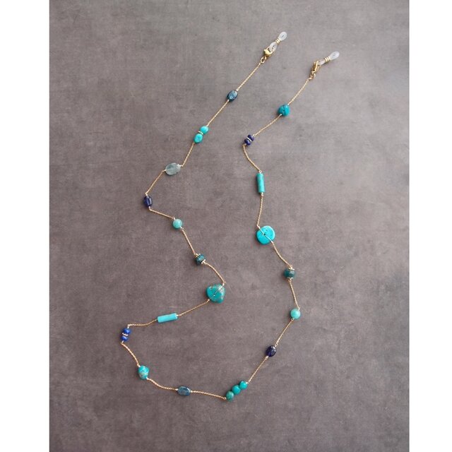 K14gf × Blue／2way Necklace グラスコード ネックレス兼用（眼鏡ホルダー） | iichi 日々の暮らしを心地よくするハンドメイドやアンティークのマーケットプレイス