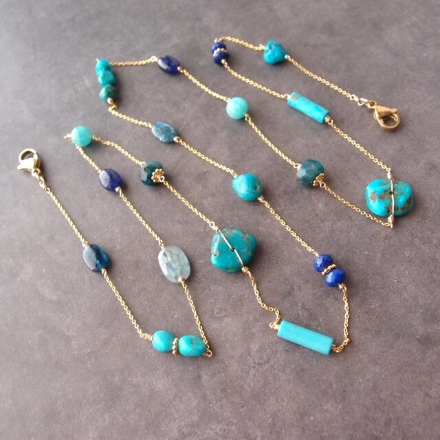 K14gf × Blue／2way Necklace グラスコード ネックレス兼用（眼鏡ホルダー） | iichi 日々の暮らしを心地よくするハンドメイドやアンティークのマーケットプレイス