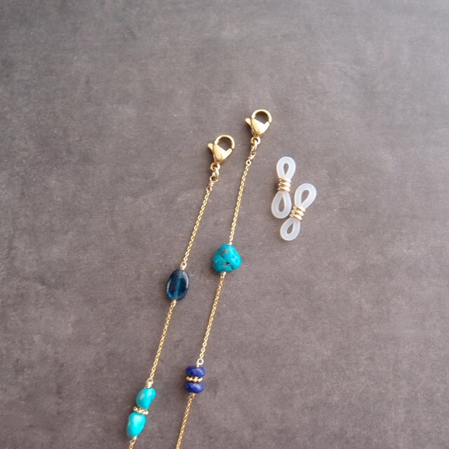 K14gf × Blue／2way Necklace グラスコード ネックレス兼用（眼鏡ホルダー） | iichi 日々の暮らしを心地よくするハンドメイドやアンティークのマーケットプレイス