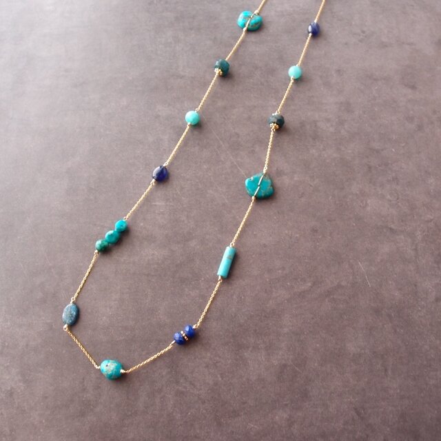 K14gf × Blue／2way Necklace グラスコード ネックレス兼用（眼鏡ホルダー） | iichi 日々の暮らしを心地よくするハンドメイドやアンティークのマーケットプレイス