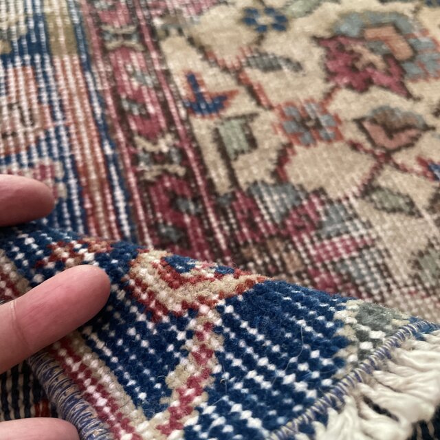 60×93 生成り×ピンク 草花ボタニカル トルコヴィンテージラグ | iichi 日々の暮らしを心地よくするハンドメイドやアンティークのマーケットプレイス