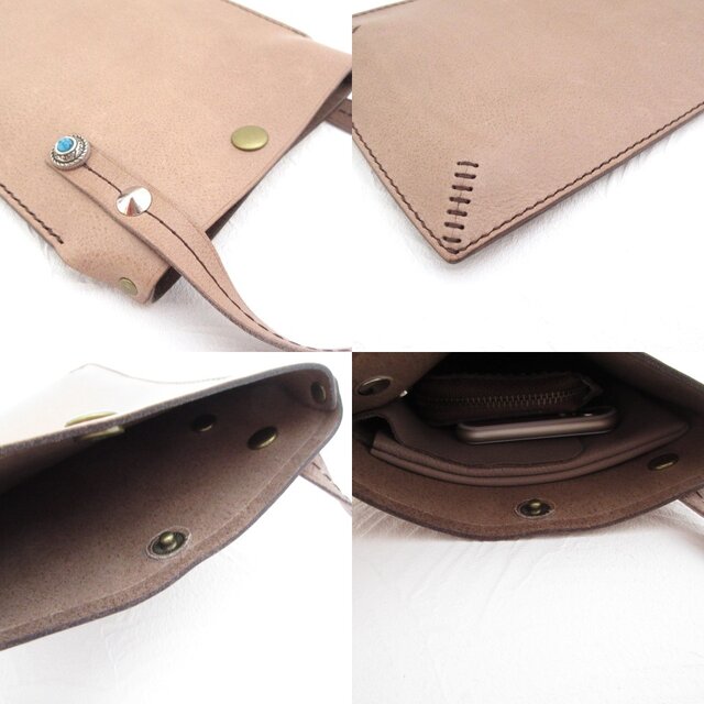 《牛革》2WAYサコッシュ・コンチョ仕様・フラットスモールタイプ・067 | iichi 日々の暮らしを心地よくするハンドメイドやアンティークのマーケットプレイス
