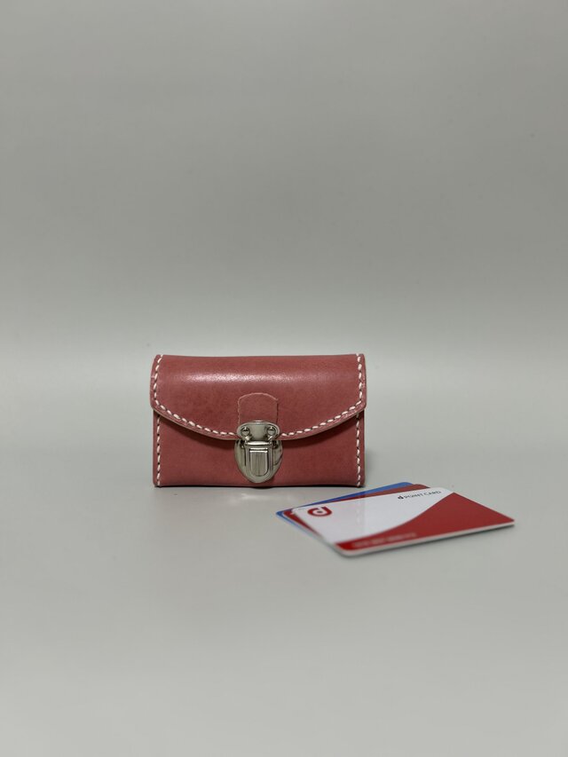 たつのレザーmini mini長財布 ピンク 革財布 手のひらsize カード入れ 小さい財布 新作 | iichi 日々の暮らしを心地よくするハンドメイドやアンティークのマーケットプレイス