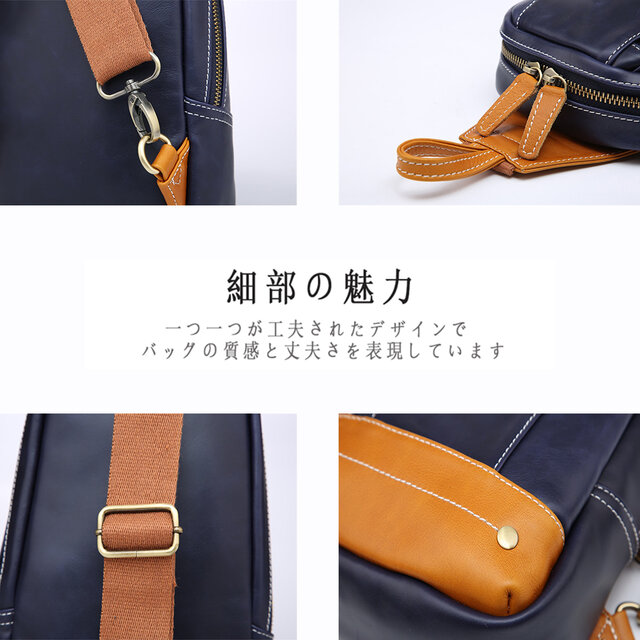 ショルダーバッグ ボディバッグ ハンドメイド 高級牛革レザー 斜めがけ ネイビーブルー Y08 | iichi 日々の暮らしを心地よくするハンドメイドやアンティークのマーケットプレイス