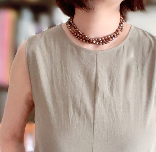 チョコレートカラー 淡水バロックパール 3連にできる 超ロング ネックレス 120cm | iichi 日々の暮らしを心地よくするハンドメイドやアンティークのマーケットプレイス