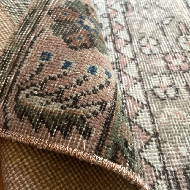 64×91 ナチュラル系 ブラウン ボタニカル トルコヴィンテージラグ | iichi 日々の暮らしを心地よくするハンドメイドやアンティークのマーケットプレイス