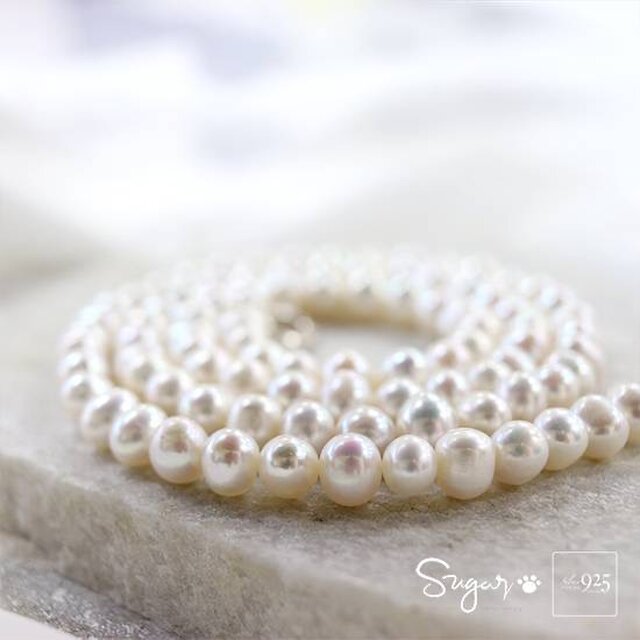 淡水パールネックレス 高品質AAAランク 6mm 40cm〜アレルギー対応 | iichi 日々の暮らしを心地よくするハンドメイドやアンティークのマーケットプレイス