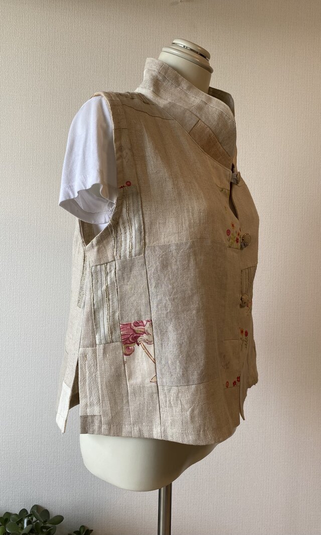 リネンP変型ベスト | iichi 日々の暮らしを心地よくするハンドメイドやアンティークのマーケットプレイス