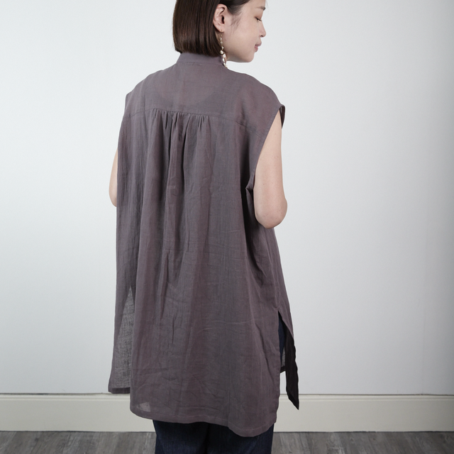 サラッと軽くて通気性 ライトコットン ピンタック チュニックシャツ レトロパープル 0723R.Pp | iichi 日々の暮らしを心地よくするハンドメイドやアンティークのマーケットプレイス