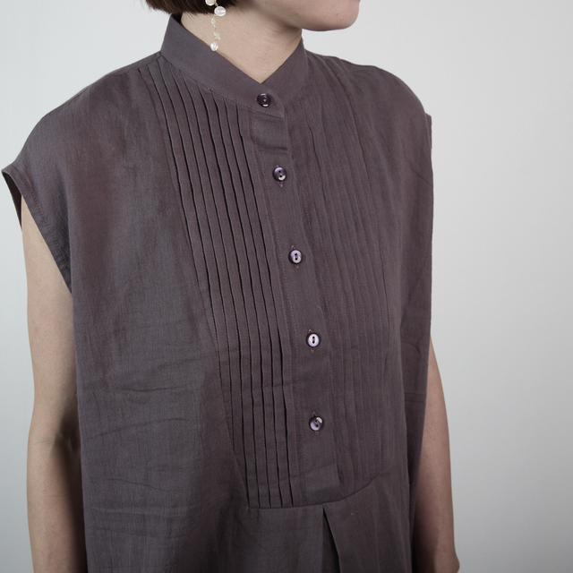 サラッと軽くて通気性 ライトコットン ピンタック チュニックシャツ レトロパープル 0723R.Pp | iichi 日々の暮らしを心地よくするハンドメイドやアンティークのマーケットプレイス