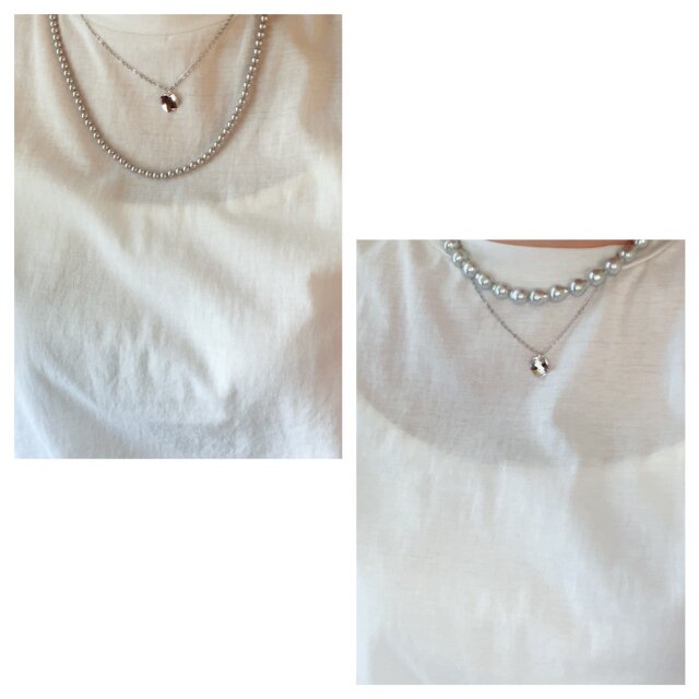 シルバープレートモチーフネックレスコイン・メルティ・ペタル・メダイ・メタル 約42cm | iichi 日々の暮らしを心地よくするハンドメイドやアンティークのマーケットプレイス