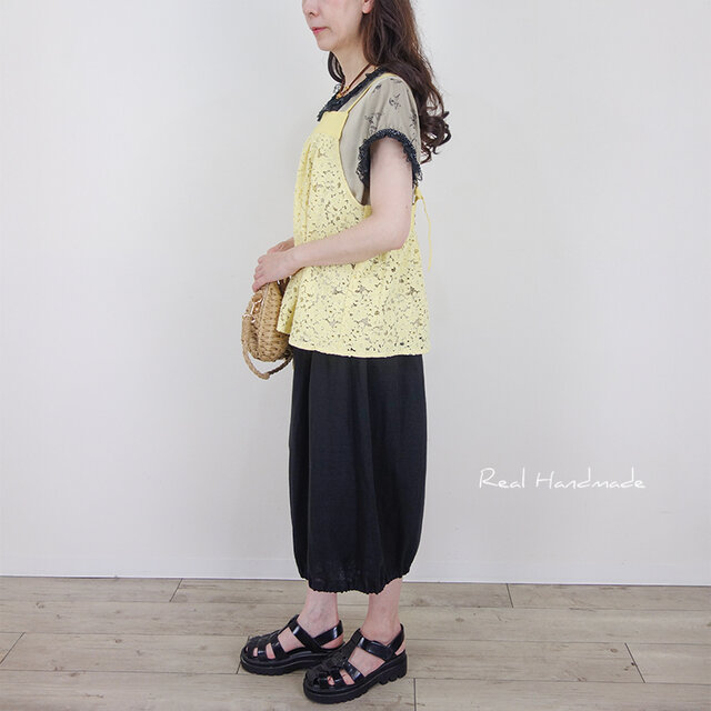 ブラックダブルガーゼ・バルーンパンツ | iichi 日々の暮らしを心地よくするハンドメイドやアンティークのマーケットプレイス