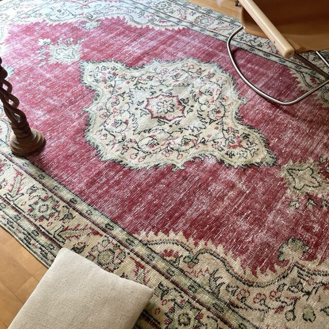 超大判184×299 アンティークラグ メダリオン トルコヴィンテージラグ | iichi 日々の暮らしを心地よくするハンドメイドやアンティークのマーケットプレイス