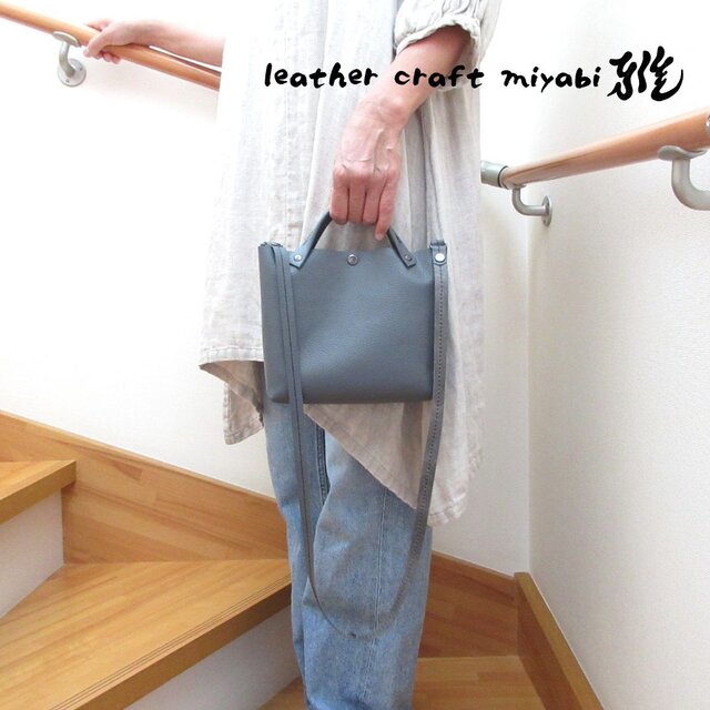 《牛革》小さくて可愛い♪ミニショルダー・グレー・シュリンク・0166 | iichi 日々の暮らしを心地よくするハンドメイドやアンティークのマーケットプレイス