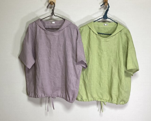 マリンシャツブラウス 【ナチュラルリネン ライト】 サクラ M・L・LL（リネン100％） | iichi 日々の暮らしを心地よくするハンドメイドやアンティークのマーケットプレイス